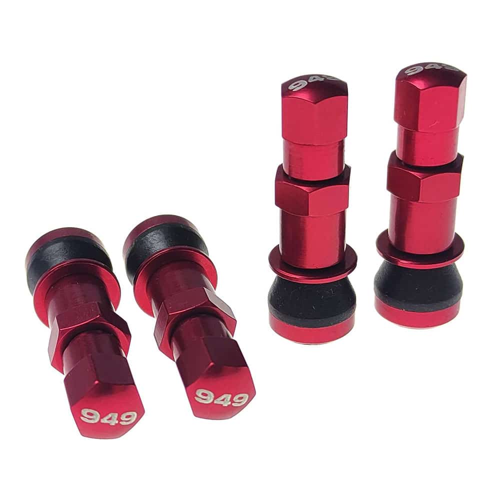 949 Racing Red Alloy Tyre Valve Stems