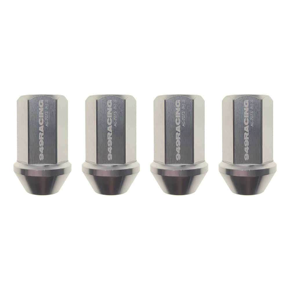 949 Racing Silver M12x1.5 Open Ended Forged Aluminium Wheel Nuts 4pcs