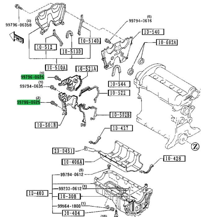 Genuine Short Timing Belt Cover Bolt for Mazda MX-5 NA NB