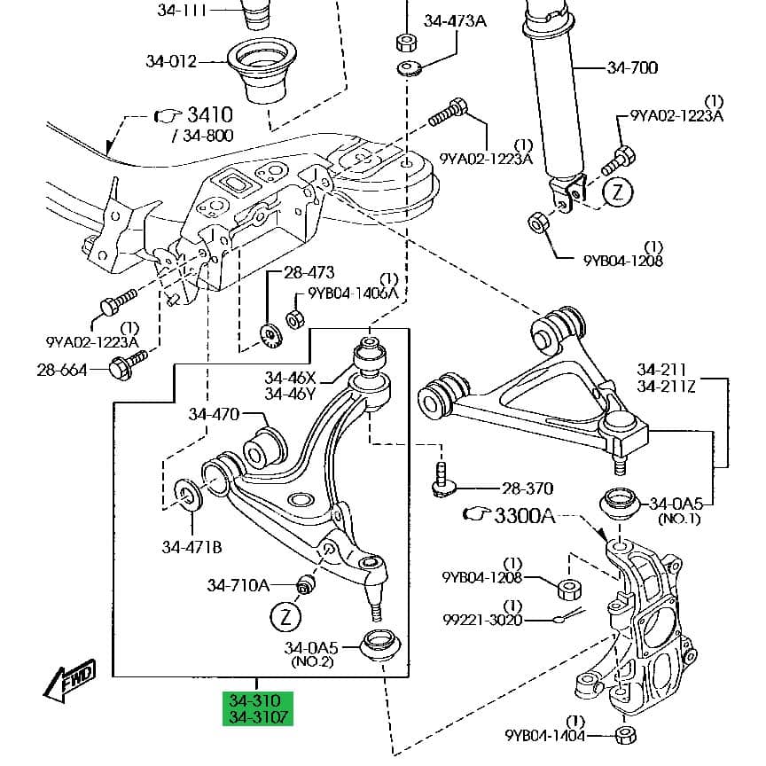 Genuine Front Right Lower Suspension Arm for Mazda MX-5 NC